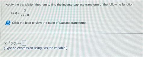 Solved Apply The Translation Theorem To Find The Inverse