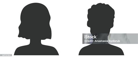 벡터 평면 그림입니다 여자와 남자 실루엣 아이콘입니다 프로필 아바타 소셜 미디어 및 화면 보호기로 완벽합니다 2명에 대한 스톡