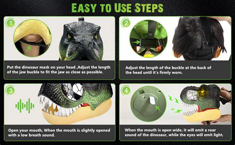 Zikhoobusik Dinosaur Mask Led Lighted Eyes T Rex Mask With