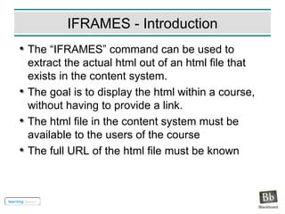 Using Iframes Coding In Bb Cs Ppt