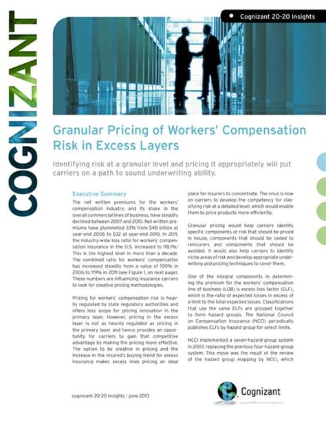 Granular Pricing Of Workers Compensation Risk In Excess Layers Pdf