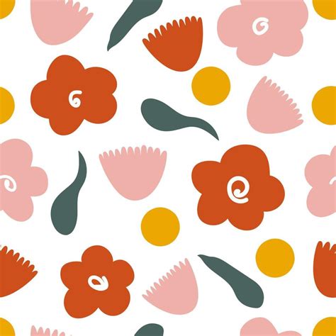 70 S Vibrant Floral Retro Seamless Pattern 60s And 70s Aesthetic Style Vector Illustration