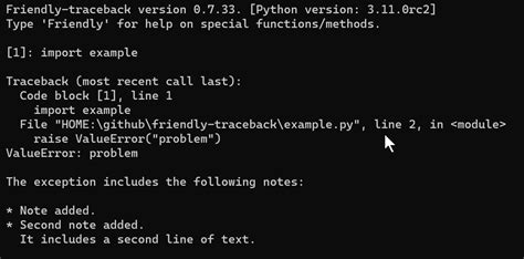 Add Support For Exception Notes Issue Friendly Traceback