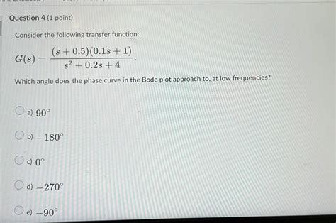 Solved Question Point Consider The Following Transfer Chegg