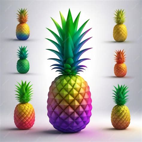 Un Grupo De Piñas Con Diferentes Colores En Ellos Vector Premium