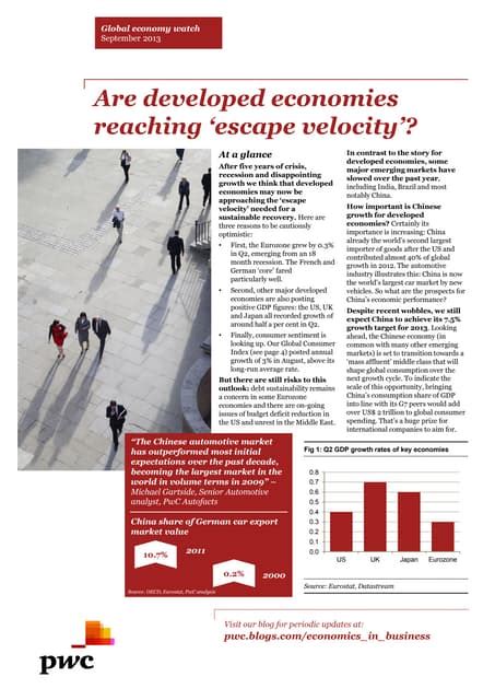 Pwc Global Economy Watch Sept 2013 Pdf