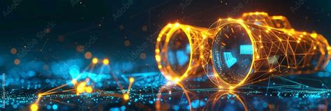 Yellow Binocular With Data Streams Ai In Visual Recognition Systems