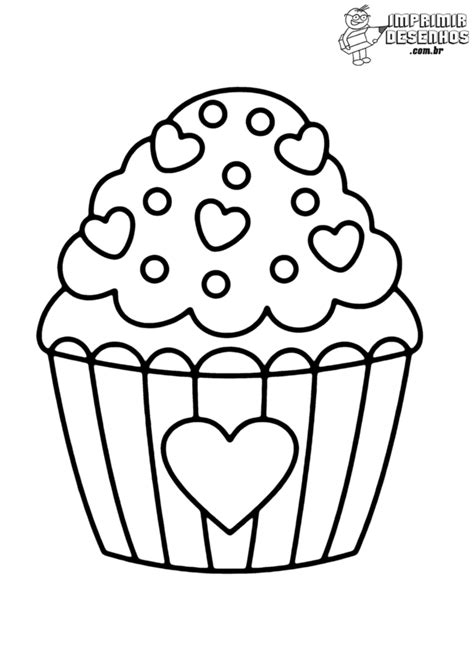 Cupcake De Coração Para Colorir Imprimir Desenhos