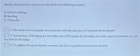 Solved Identify Which Restrictive Practices Are Described In