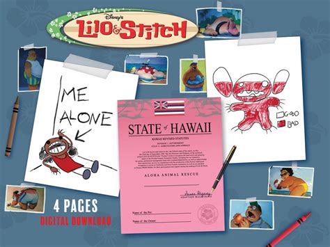 Lilo And Stitch Adoption Paper Me Alone Drawing Badness Level Drawing Birthday Party Prop