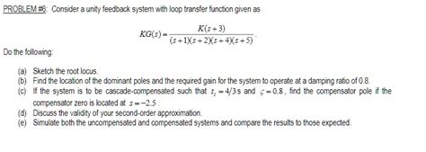 Solved Problem Consider A Unity Feedback System With Loop Transfer