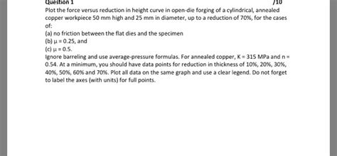Solved Question Plot The Force Versus Reduction In Height Chegg