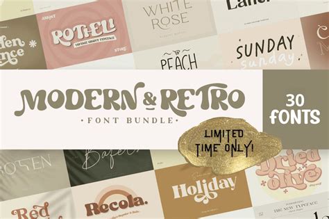 Retro Font Bundle Collection Font Bundle Cricut Font Vintage Font Bundle Groovy Font Farmhouse