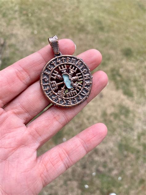 Viking Compass Vegvisir With Rainbow Moonstone Etsy