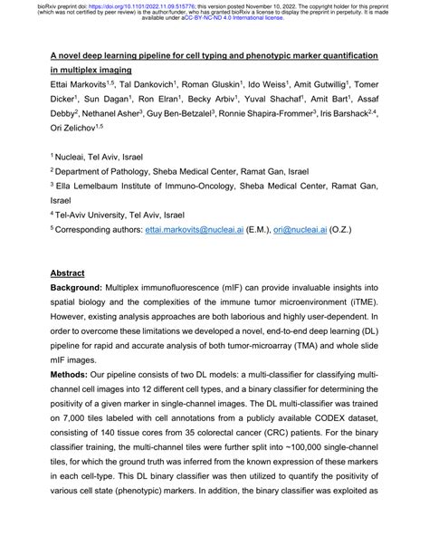 Pdf A Novel Deep Learning Pipeline For Cell Typing And Phenotypic
