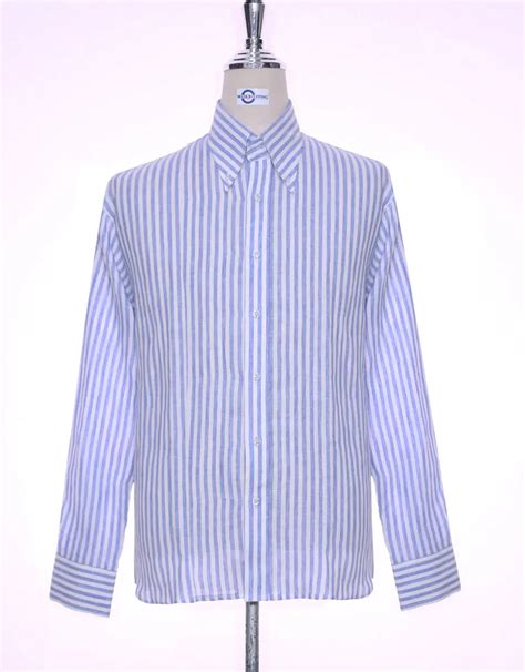 Button Down Shirt Sky Blue Striped Linen Shirt Modshopping Clothing