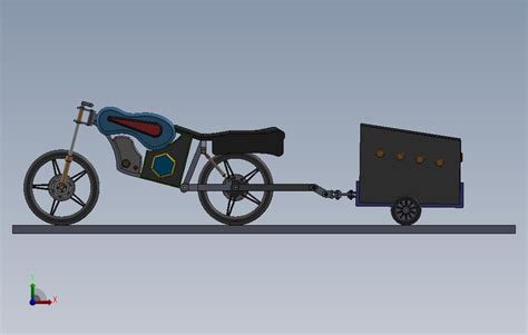 发动机 摩托车及其拖车简易模型3d图纸solidworks设计 Solidworks 2016 模型图纸下载 懒石网