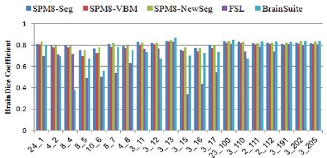dice similarity metric for segmented brain from ibsr real mr images