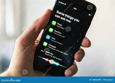 Siri Assistant Application On Apple Iphone 8 Editorial Image Image Of