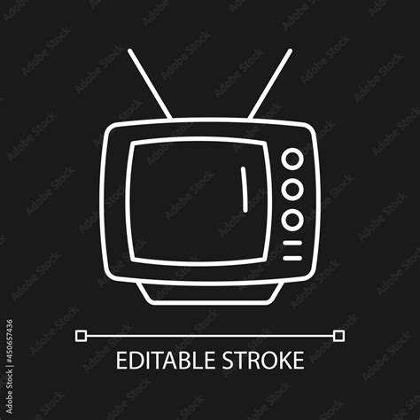 Old Style Television White Linear Icon For Dark Theme Transmitting