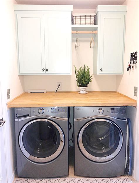 Walkthrough Laundry Room Tiffany Blue Cabinets Butcher Block