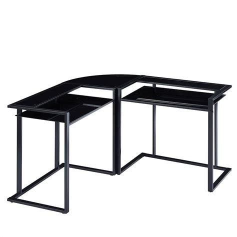 New L Shaped Glass Desk 56 Home Office Computer Desk With Shelf