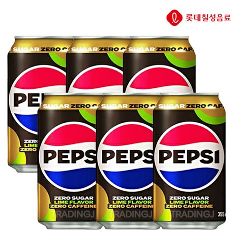 롯데 펩시 제로슈거 제로카페인 라임향 355ml 6개 뚱캔 탄산 음료수 미니캔 도매 티몬