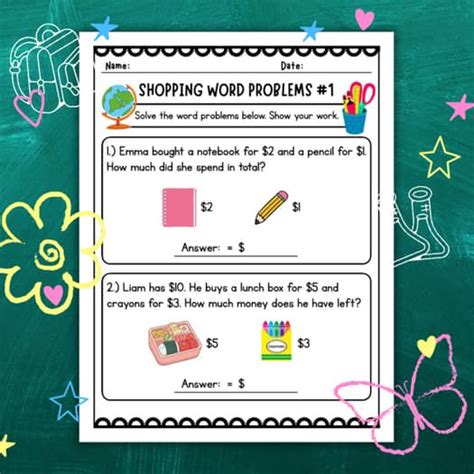 Back To School Budget Math Activities Real Life Money Skills Worksheets