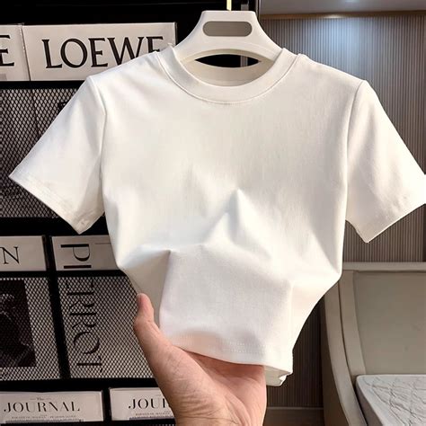 Jual Kaos Crop Wanita Koreacrop Top Putih Poloskaos Crop Polos Wanitakaos Rib Lengan Pendek