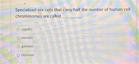 Solved Specialized Sex Cells That Carry Half The Number Of Chegg Com