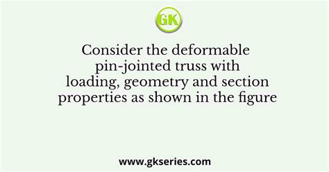 Consider The Deformable Pin Jointed Truss With Loading Geometry And