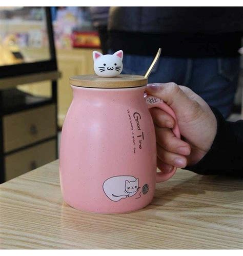 고양이 예쁜 머그잔 뚜껑 찻잔 빨대 머그컵 카페 컵 티몬