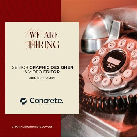 Eman Ali On Linkedin Were Hiring Full Time Senior Graphic Designer And Video Editor Concrete