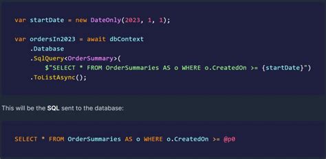 how can you run sql queries with ef core in ef8 you can query