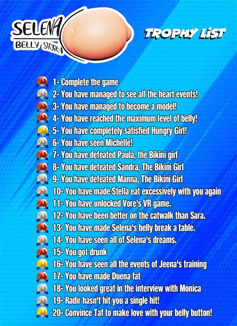 Selena Belly Story Trophy List By Natelly Da On Deviantart