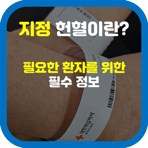지정 헌혈이란 필요한 환자를 위한 필수 정보