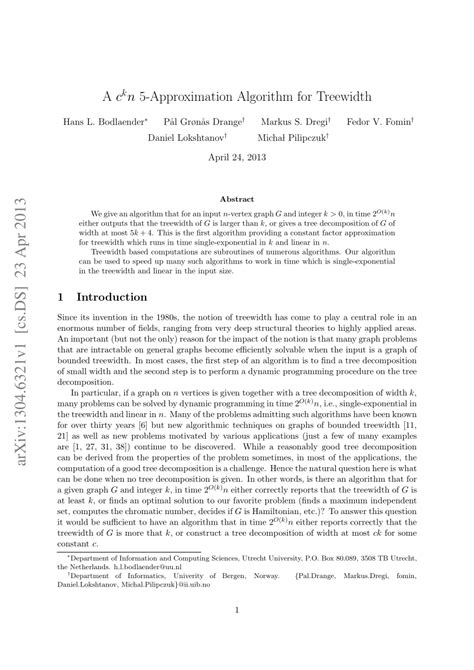 Pdf A Ock N 5 Approximation Algorithm For Treewidth