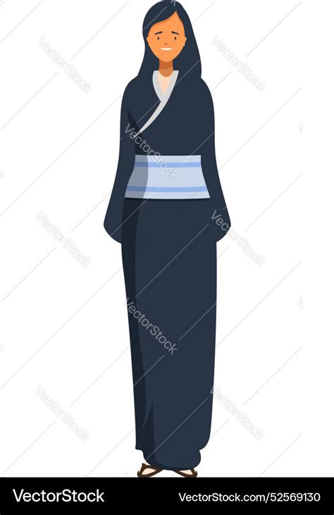Young Woman Wearing Traditional Japanese Kimono Vector Image