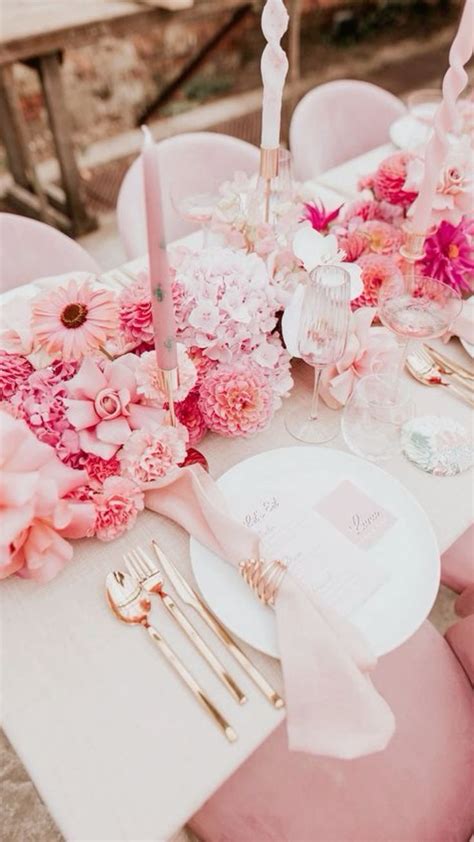 Pink Setting Table Pink Wedding Pink Tablescape Wedding Table