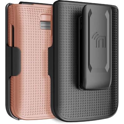 Nakedcellphone Combo For Tcl Flip Phone Hard Case And Belt Clip Holster Rose Gold Pink