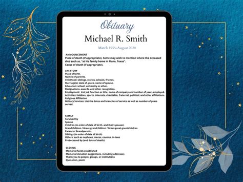 Funeral Template For Man Obituary Template Funeral Template Funeral