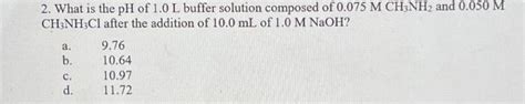 Solved What Is The PH Of L Buffer Solution Composed Chegg Com