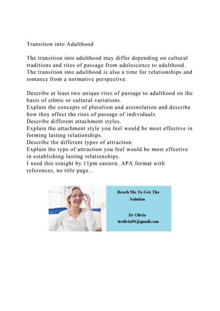 Transition Into Adulthoodthe Transition Into Adulthood May Dif Docx