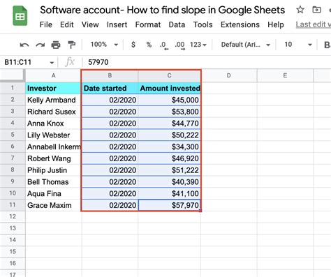 How To Find Slope In Google Sheets Using Formula And Chart