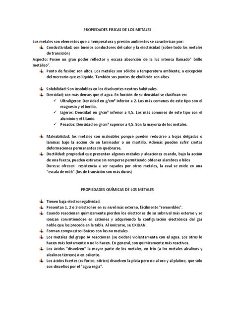 Propiedades Fisicas Y Quimicas De Los Metales Pdf Rieles Aleación