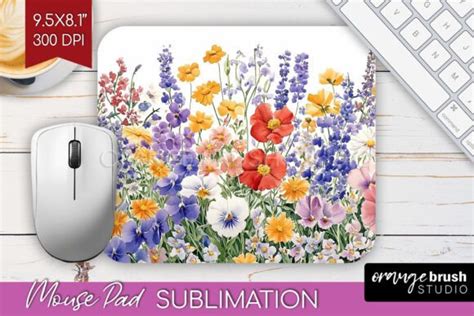 Wildflowers Mouse Pad PNG Sublimation Graphic By Orange Brush Studio