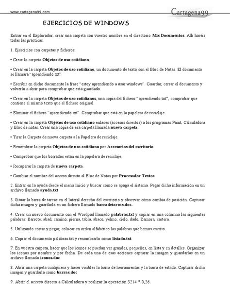 Ejercicios De Windows Pdf