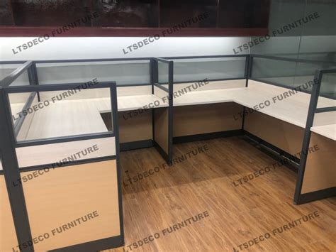 Modular Partition L Shape Office Partition Laminated With Glass Office