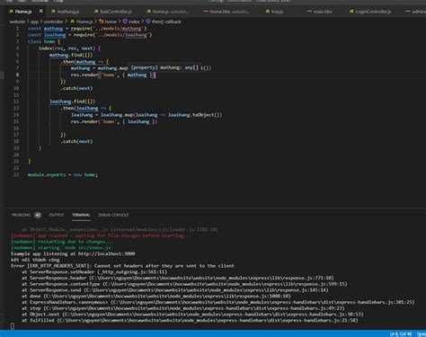 Sửa lỗi Error ERR HEADERS SENT Cannot set headers after they