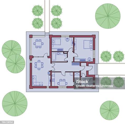 房屋的建築平面圖小屋的圖紙地上的一層建築向量圖 Eps10向量圖形及更多平面圖圖片 平面圖 建築風格 公寓 Istock
